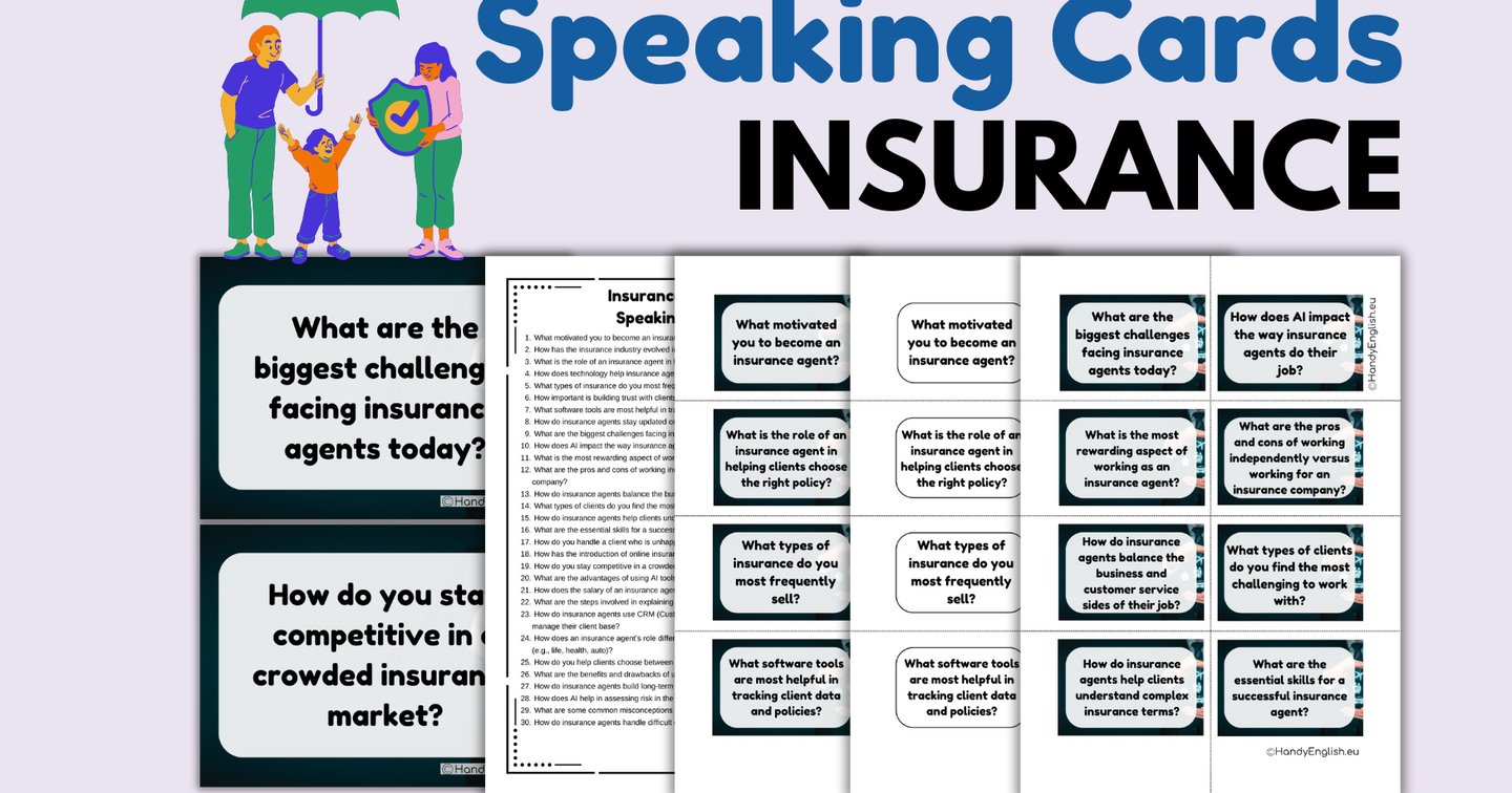 [PDF/PNG] Speaking Cards: English for Insurance Agents - Business ...