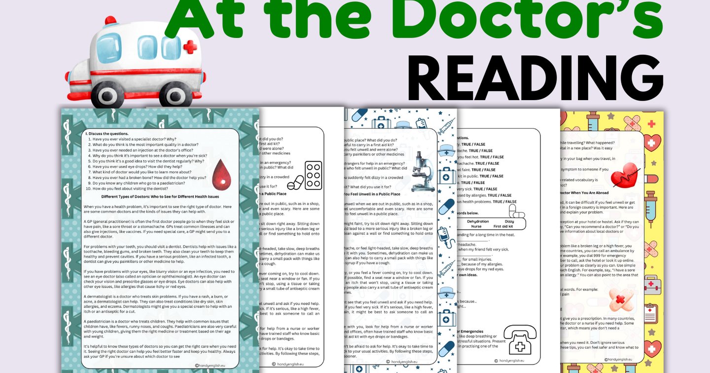 [PDF] Reading Comprehension for teenagers and adults: At the Doctor's ...