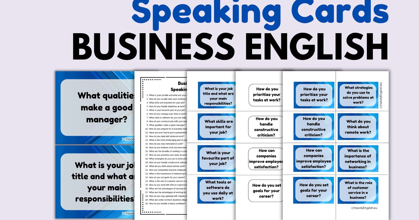 [PDF/PNG] Speaking Cards: Business English | Handy English - ESL lesson ...