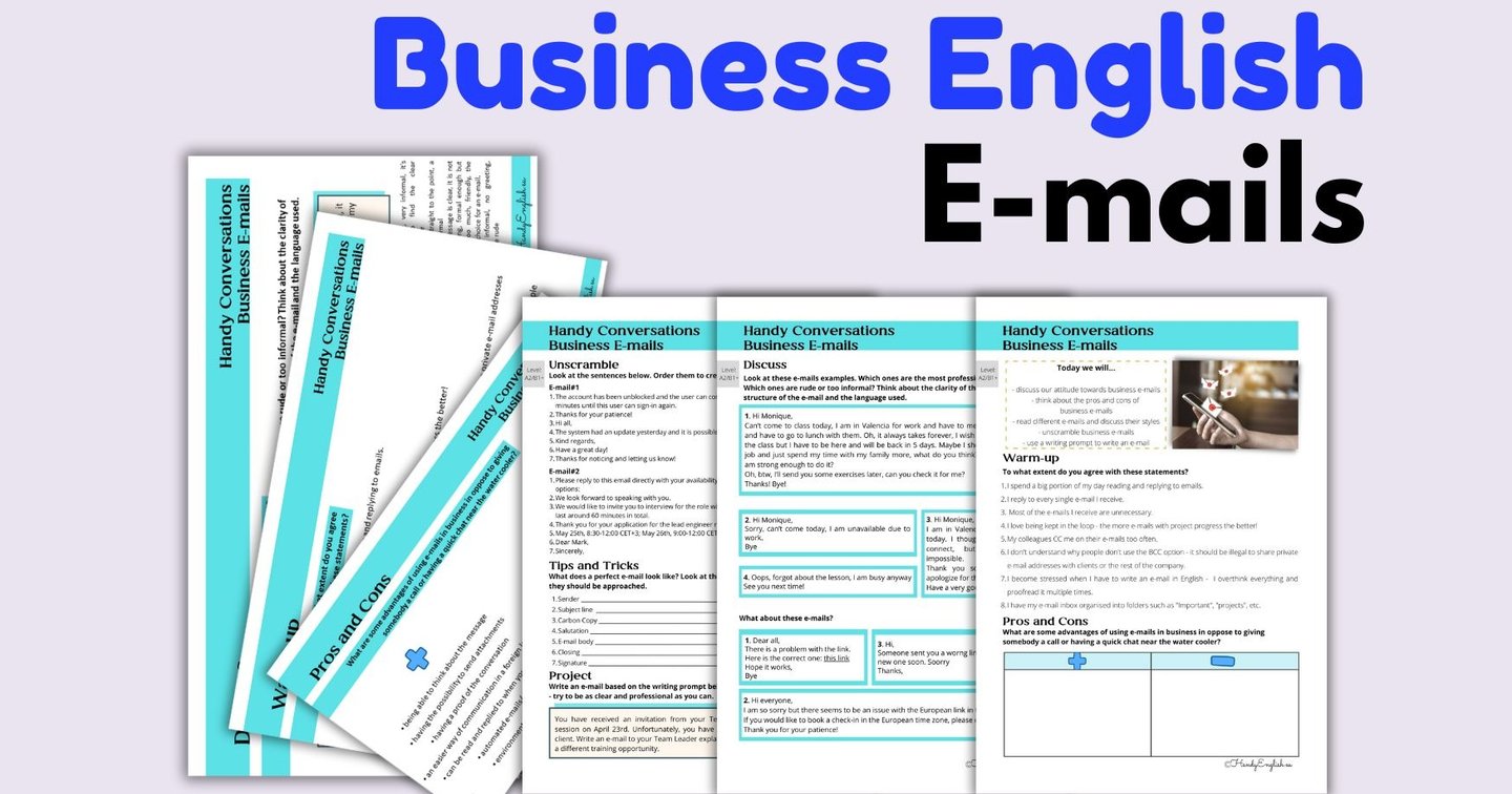 [PDF/PPT] Business English: E-MAILS | Handy English - ESL lesson plans ...