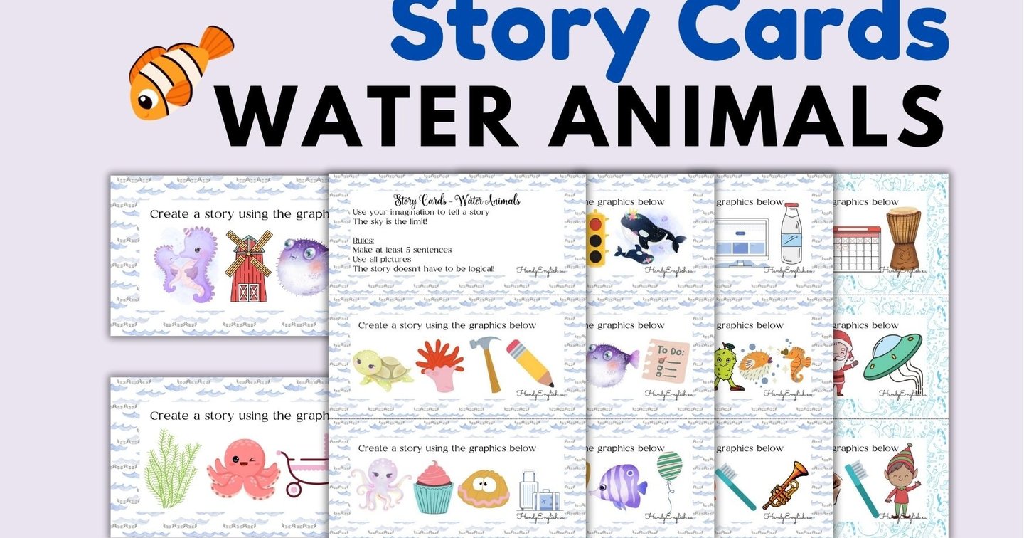 [PDF/PNG] Story Cards: Water Animals | Handy English - ESL lesson plans ...