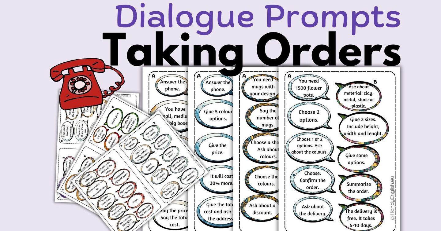 [PDF/PNG] Dialogue Prompts: Taking Orders | Handy English - ESL lesson ...