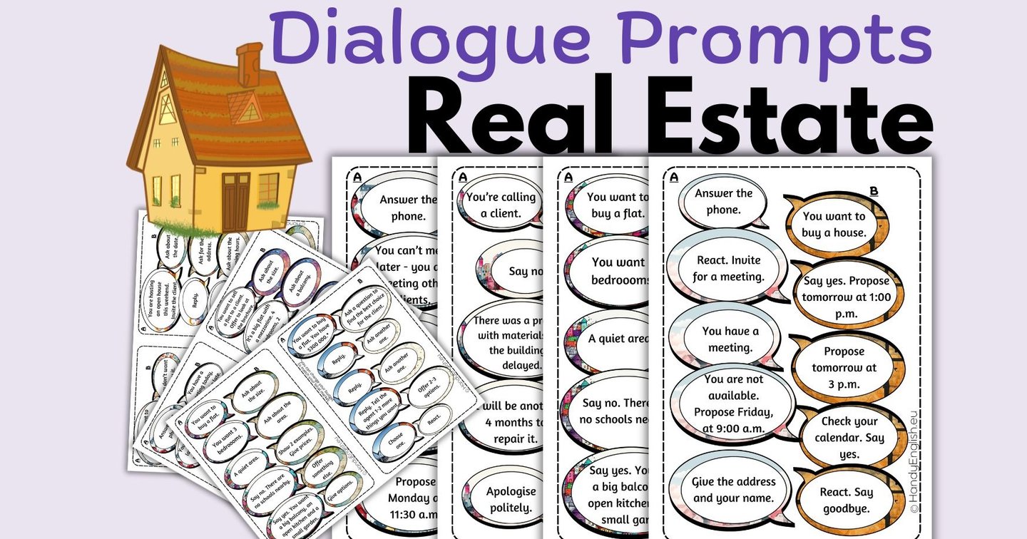 [PDF/PNG] Dialogue Prompts: Real Estate | Handy English - ESL lesson ...