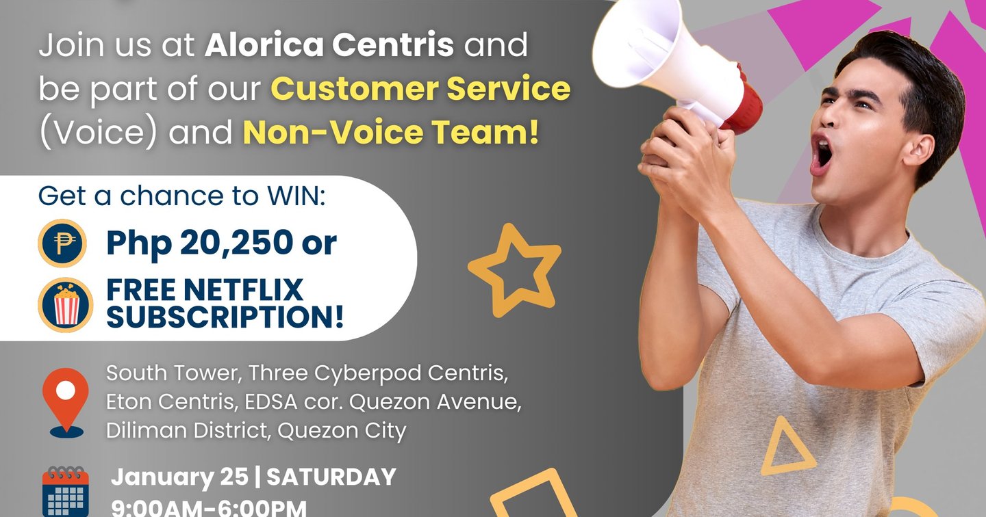 Join Alorica Centris Eton Quezon City: Voice and Non-Voice Roles Available | FastCallCenterJobsPH