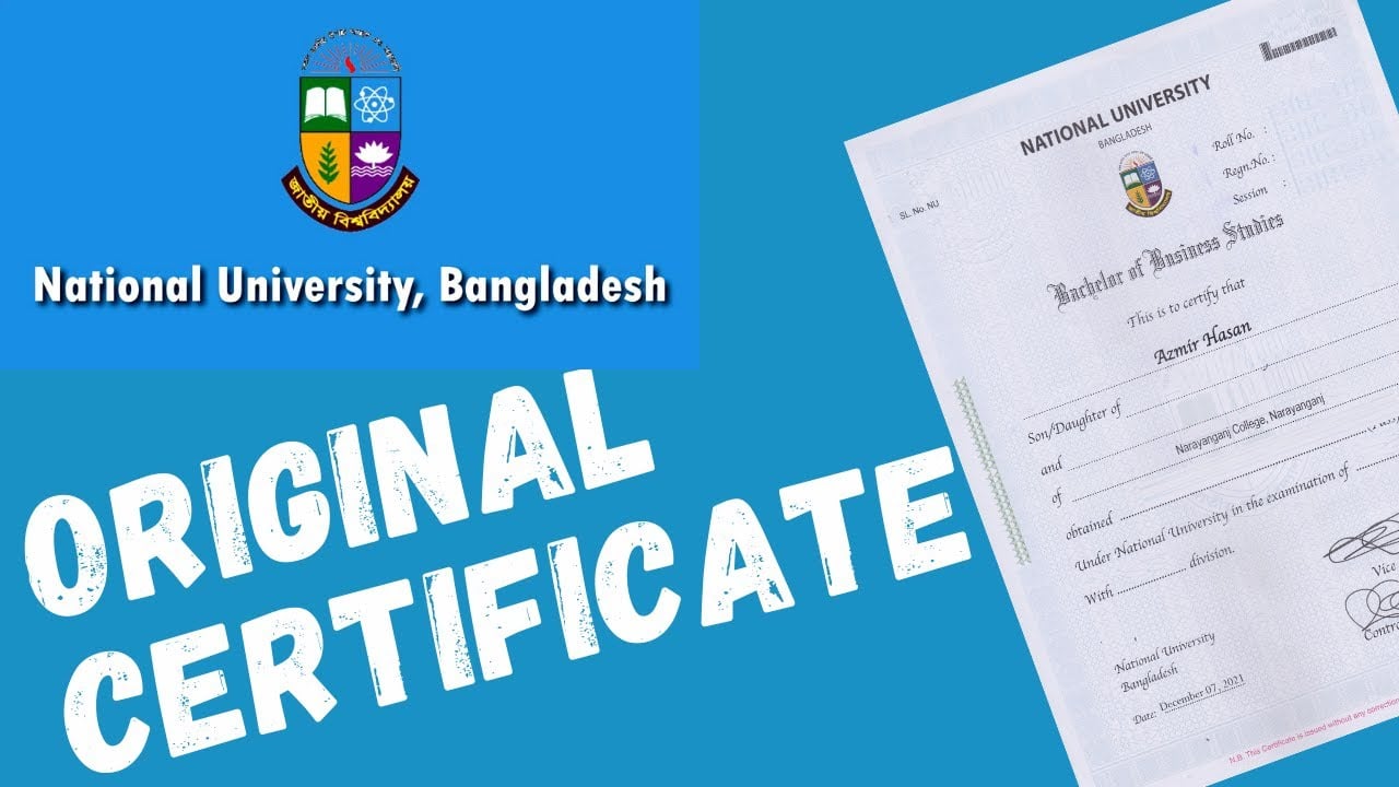 মূল সনদ আবেদন ও উত্তোলন নিয়ম — National University থেকে Original ...