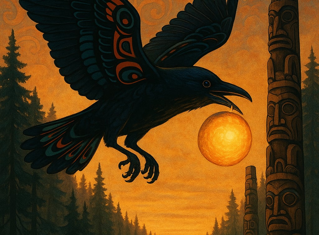 “Raven Steals the Light” A Tlingit Story | Tribal Spirits Art