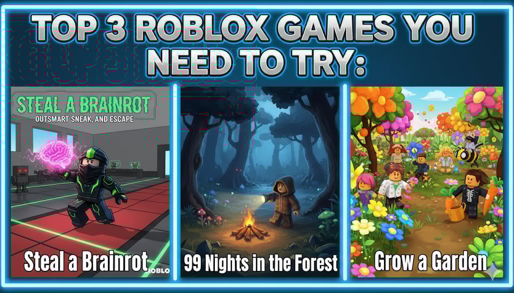 Top 3 Roblox Games You Must Play in 2025: Steal a Brainrot, 99 Nights in the Forest, Grow a ...