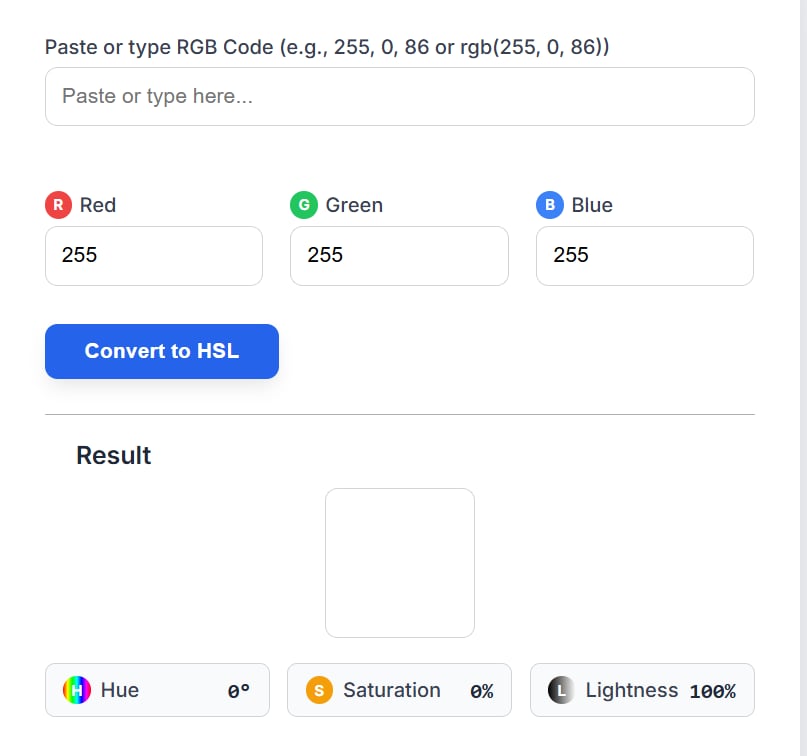 RGB to HSL – Free Online Color Conversion | ARROWPIX