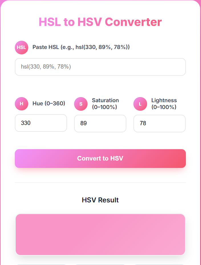 HSL to HSV Converter – Free Online HSL to HSV Color Conversion Tool ...