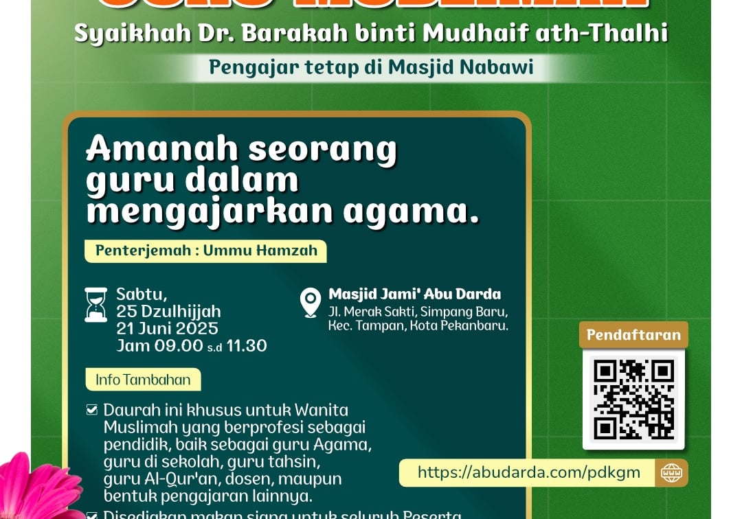 Pendaftaran Daurah Khusus Guru-Guru Muslimah | Masjid Jami' Abu Darda'