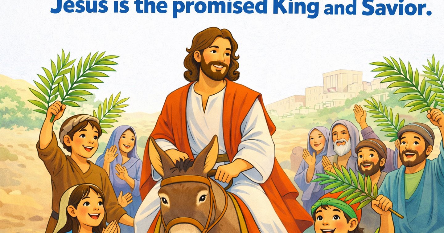 Palm Sunday Bible Lesson for Kids: Jesus Enters Jerusalem (Matthew 21:1 ...