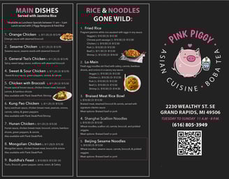 Menu - Pink Piggy