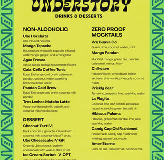 Understory Restaurant Menu - Vibrant Community Dining | Understory