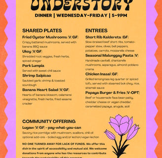 Understory Restaurant Menu - Vibrant Community Dining | Understory