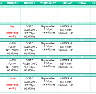 CALENDARS | Gulf Coast Amateur Radio Club