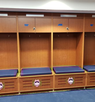 Custom Wood Athletic Lockers for UConn Women's Basketball | Lift Seat ...