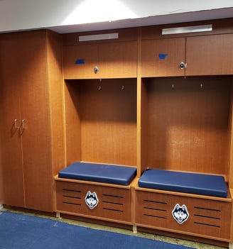 Custom Wood Athletic Lockers for UConn Women's Basketball | Lift Seat ...