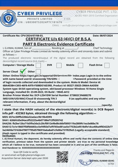 Electronic Evidence Certificate Under BSA 63(4)(c) | 65b electronic ...