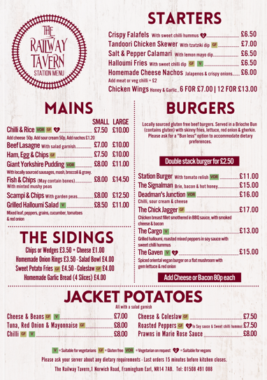 Menu | The Railway Tavern