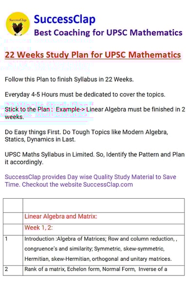 study plan for upsc mathematics | Best Coaching for upsc mathematics ...