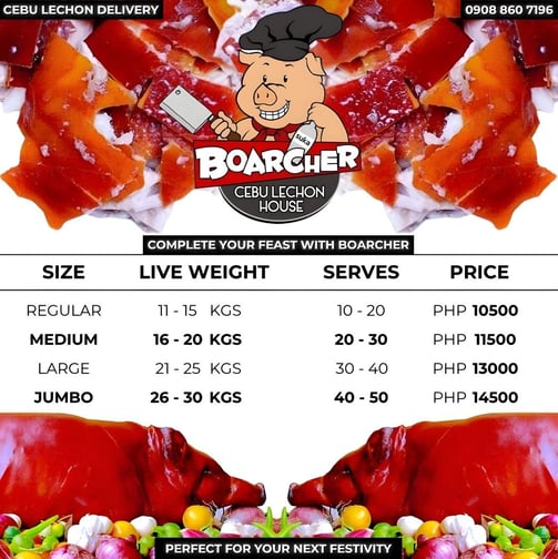 CEBU LECHON PRICE LIST | Boarcher Cebu Lechon House