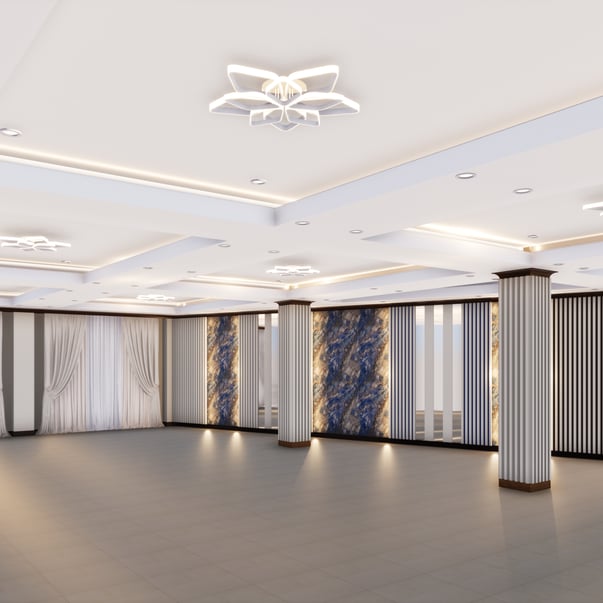 Fiesta Ballroom Event Hall Interior Design | Ro.C Construction & Designs