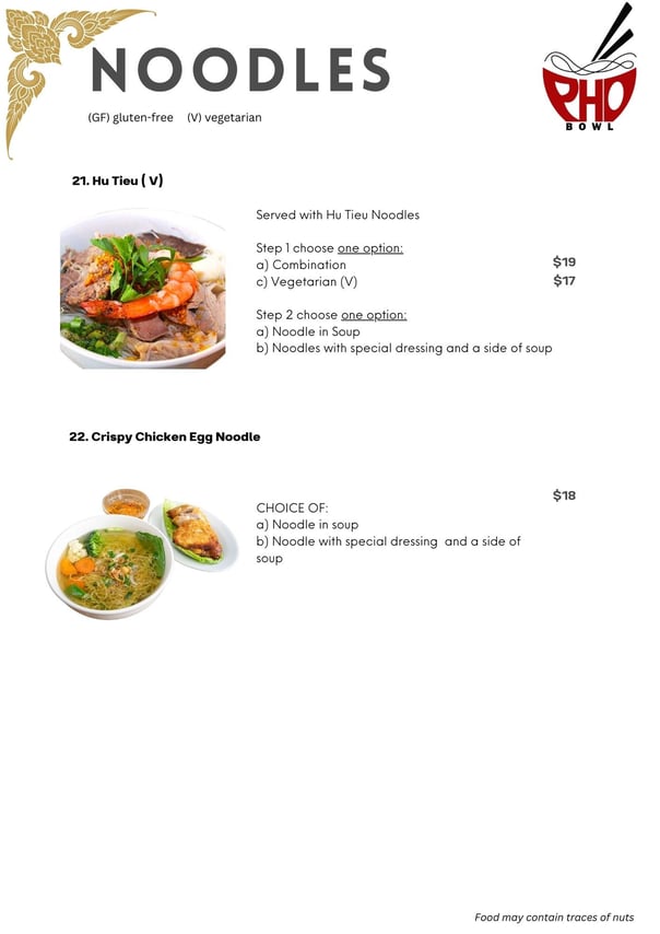 Menu | Pho Bowl Belmont
