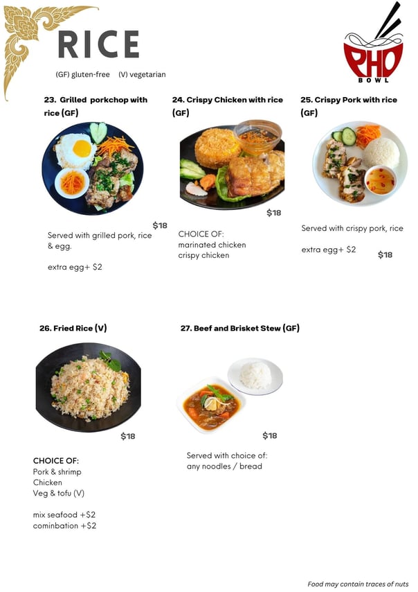 Menu | Pho Bowl Belmont