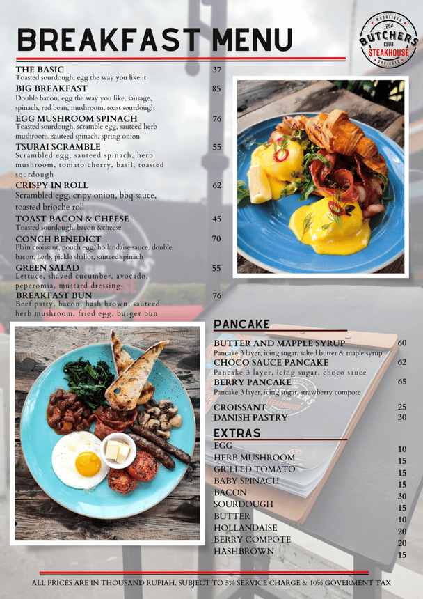 Steak and Burger Menu Restaurant in Seminyak, Bali | The Butchers Club ...