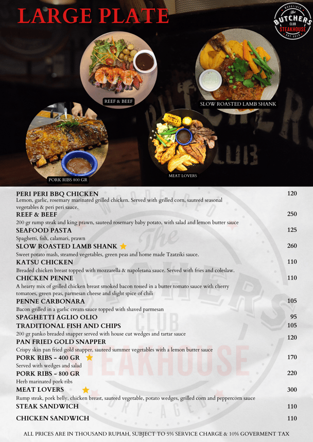 Steak and Burger Menu Restaurant in Seminyak, Bali | The Butchers Club ...