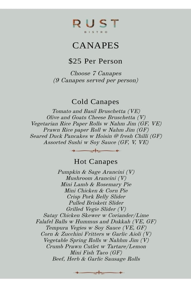 Menu | The General Washington Hotel