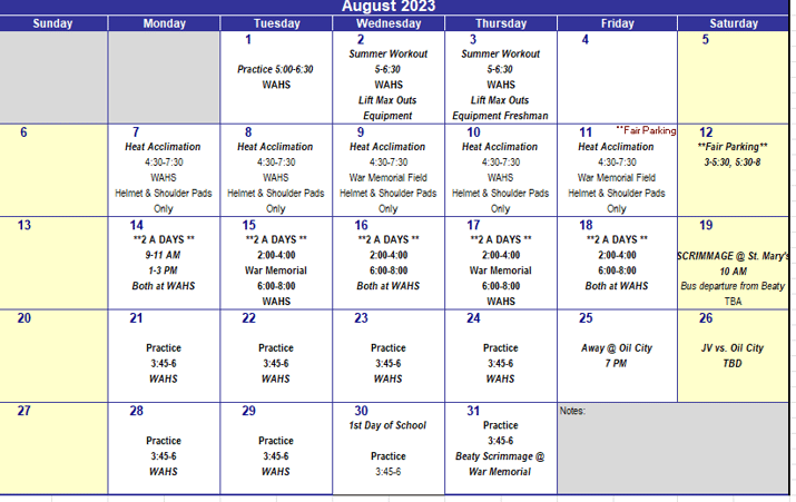 Varsity Schedule | Warren Dragons Football