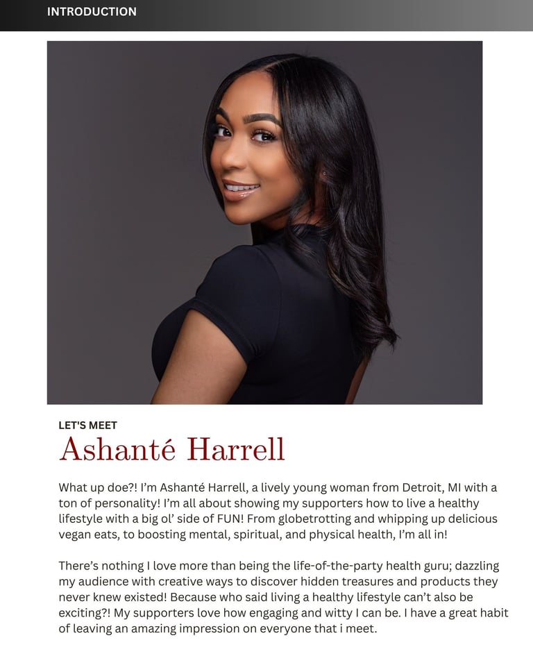 Media Kit for Bookings and Interviews | Ashante Harrell