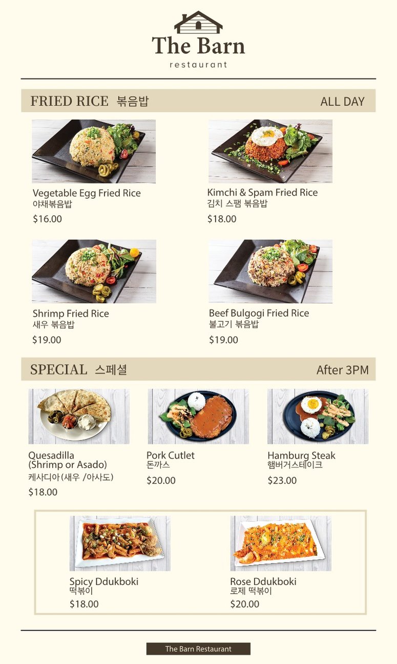 Discover Korean Fusion Delights at Cafe The Barn Menu | Cafe The Barn