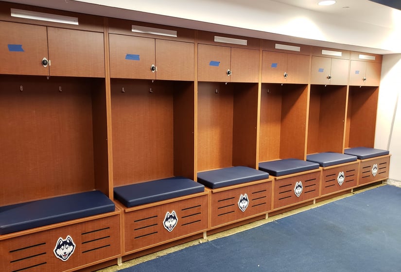 Custom Wood Athletic Lockers for UConn Women's Basketball | Lift Seat ...
